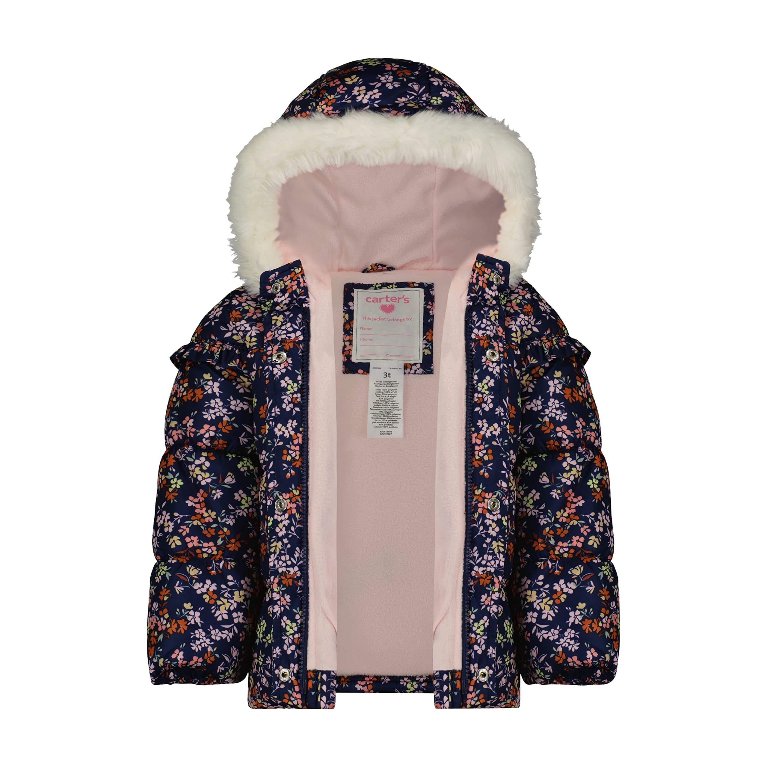 Carter's Baby Girl Two Piece Snowsuit, Ditsy Floral, 24 Months