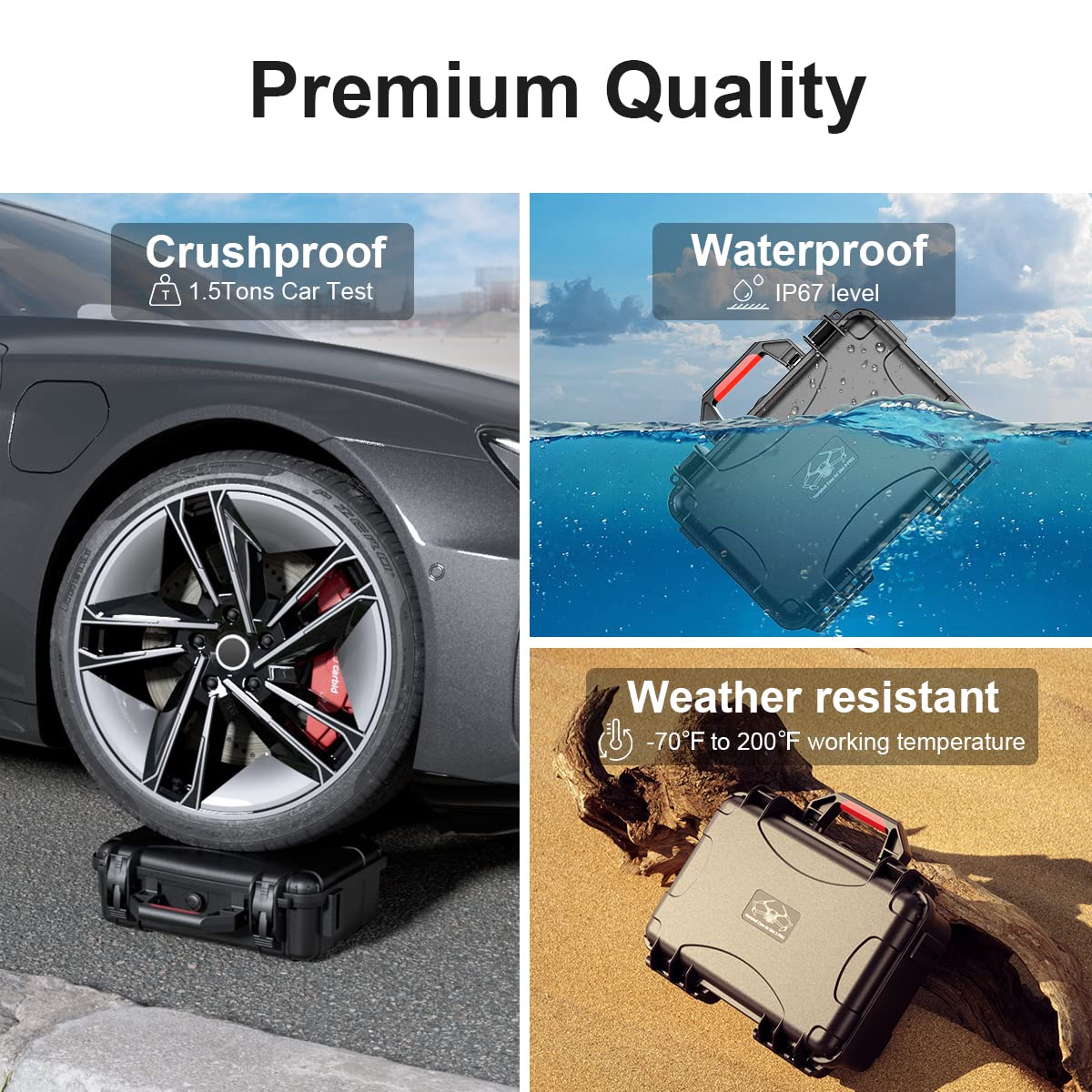 Case for DJI Mavic Mini 3 Pro Waterproof Hard Case, Outdoor Travel Storage Carrying Bag for DJI Mini3 Pro Fly More Combo & Drone RC Pro Smart Remote Controller Accessory Kit, Black [CASE ONLY]