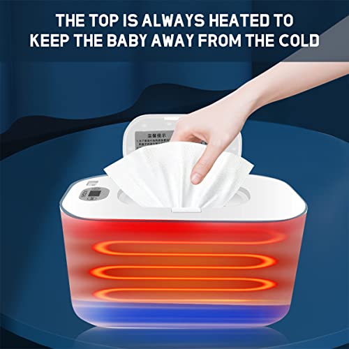 Wipe Warmer with Digital Display,Large Capacity Wipes Dispenser, 3 Modes of Temperature Heating Control,Warms Quickly and Evenly, Comfort and Safety for Baby(White)