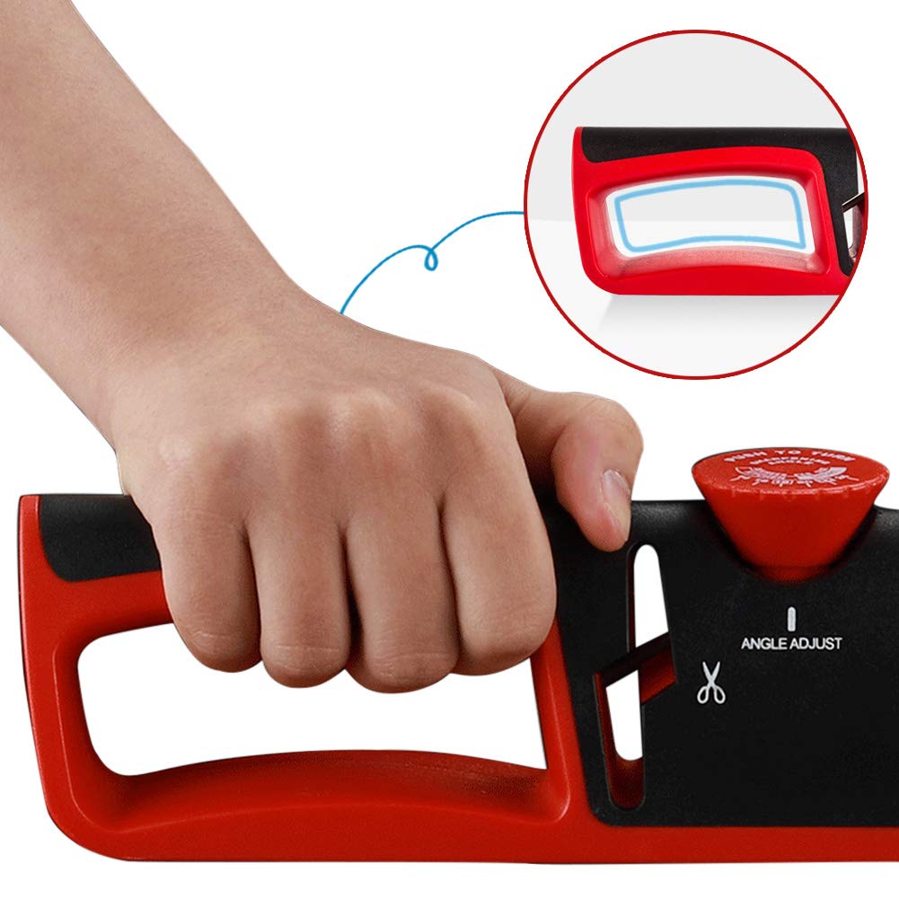 BWONE Knife Sharpener Kitchen Professional 4 in 1 Blade Sharpening Tool with Adjustable Angle Button, Suitable for Various Knives to Quickly Repair Restore Polish