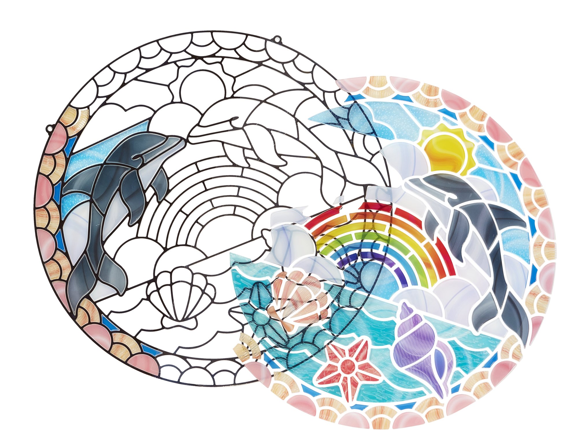 Melissa & Doug Stained Glass Dolphin Art Kit, Arts and Crafts for Kids Age 5+, Kids Craft Kits, Kids Activity Window Art, Sticker Art, Animal Stickers, Mess Free Activity