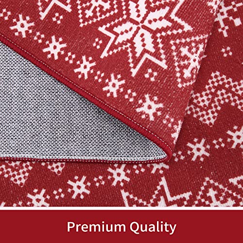 CAROMIO Machine Washable Kitchen Mat Christmas Kitchen Runner Mat Sets Non Skid Kitchen Floor Mats for Kitchen Laundry Sink Under Door, 17"x29"+17"x47"