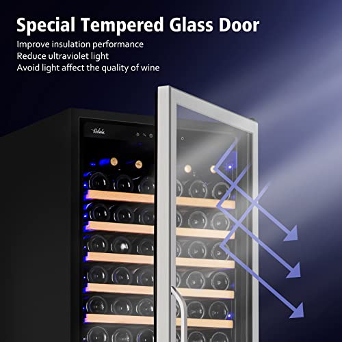 Wine Cooler Refrigerator, Velieta 179 Bottles Professional Wine Cellars with Powerful Compressor,Quiet Operation and Elegant Design for The Wine Enthusiast, silver, 23.5inchesĂ27.2inchesx62.9inches