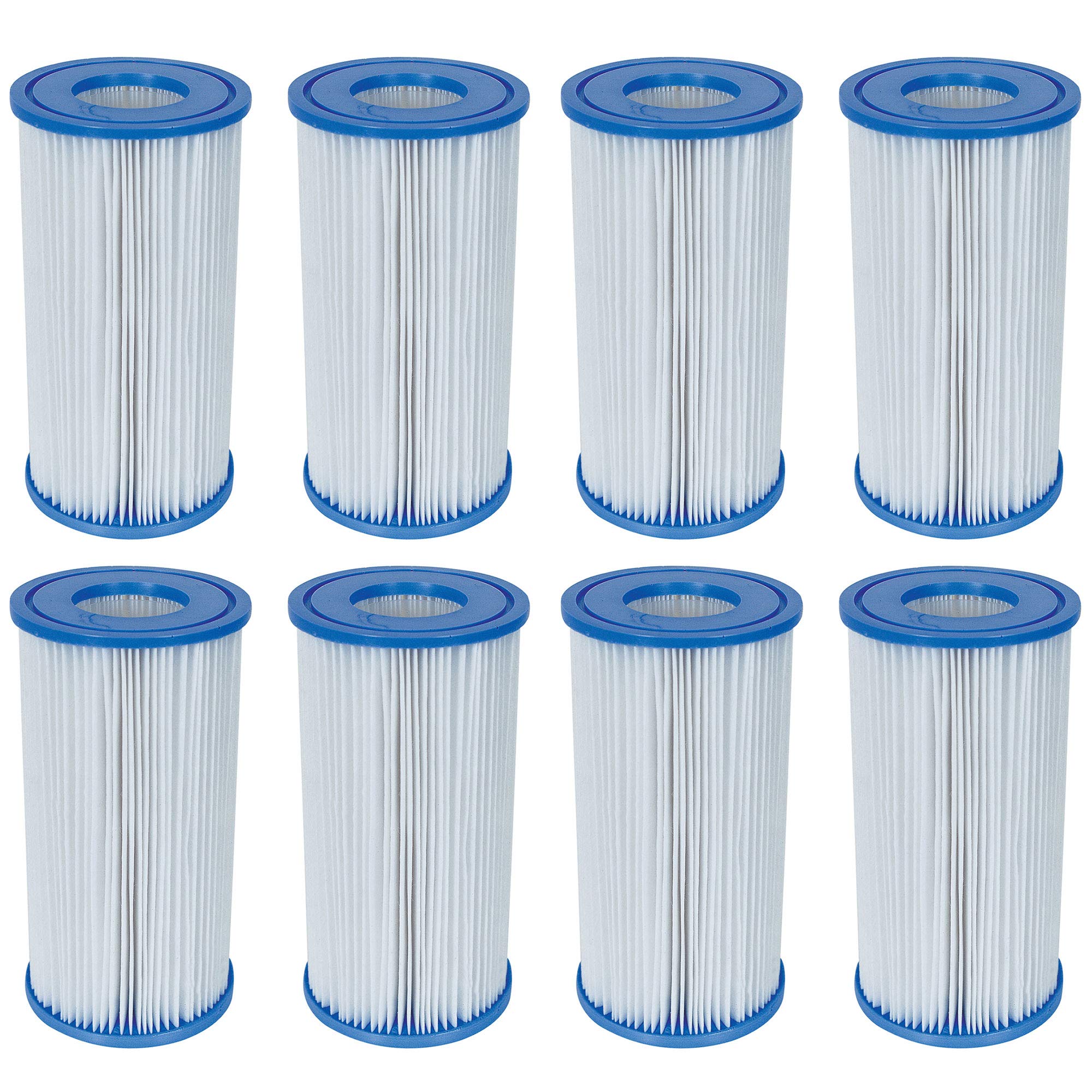 Bestway 58012E Type III/A Outdoor Swimming Pool Filter Pump Replacement 4.2"x8" Cartridge Accessory, Use in 500/800/1500 Gallon Filter Pumps, 8 Pack