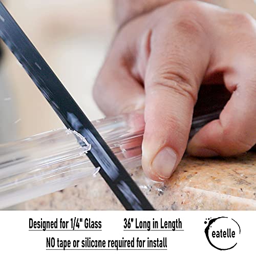 eatelle Frameless Shower Door Bottom Seal with Drip Rail for 1/4" (6mm) Thick Glass, 36" Long Sweep - Ultra Clear Polycarbonate