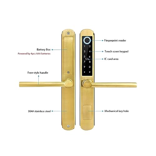 Stainless Steel Sliding Glass Smart Lock Tt Lock App RFID Electronic Digital Lock (Color : A210 3585, Size : Left Right Wheels)