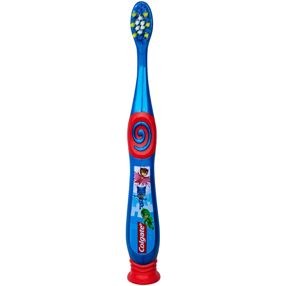 Colgate PJ Masks Toothbrush for Toddlers & Little Children with Suction Cup, Kids 2-5 Years Old, Extra - Pack of 2