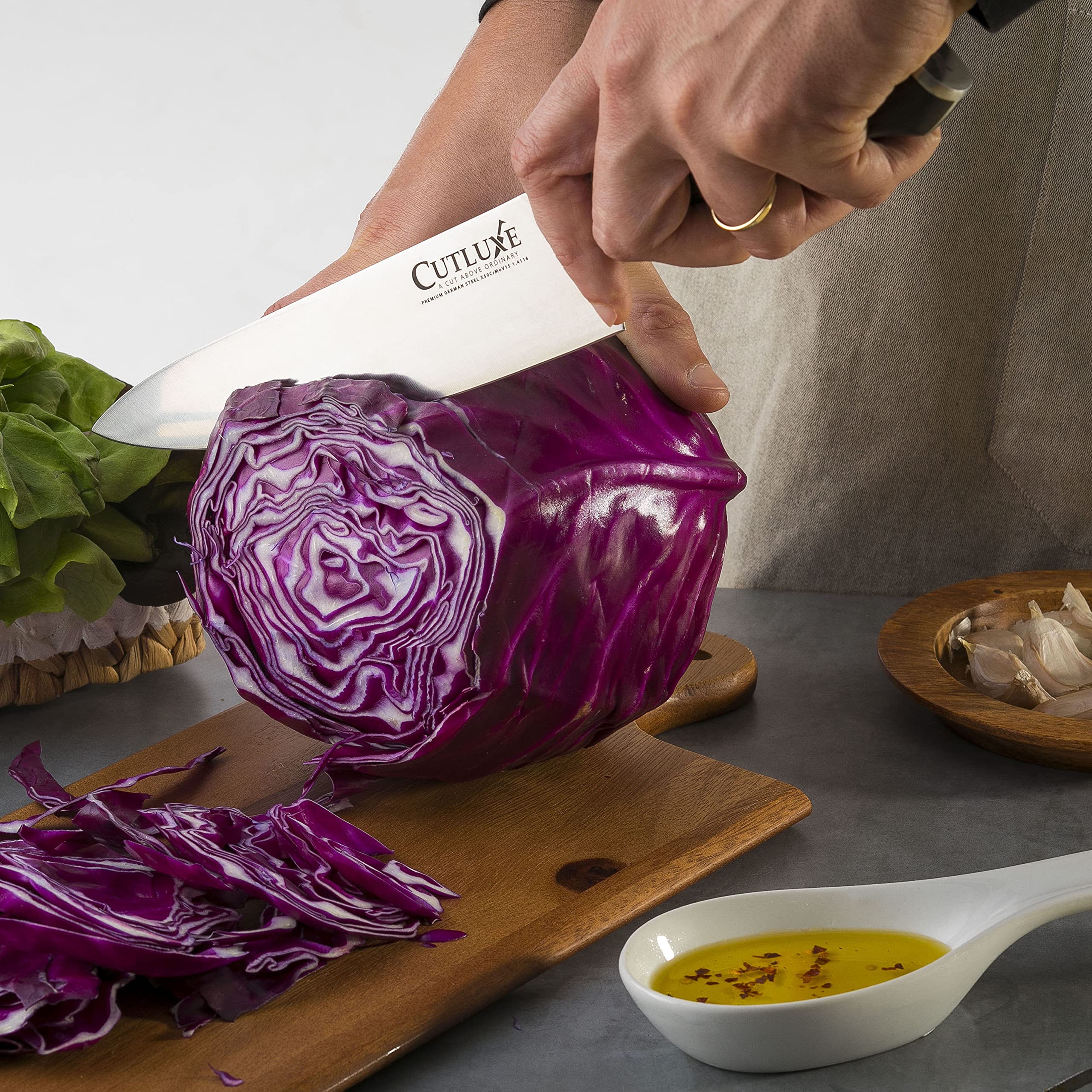 Cutluxe Chef Knife and Honing Steel Rodβ Forged High Carbon German Steel β Full Tang & Razor Sharp β Ergonomic Handle Design β Artisan Series