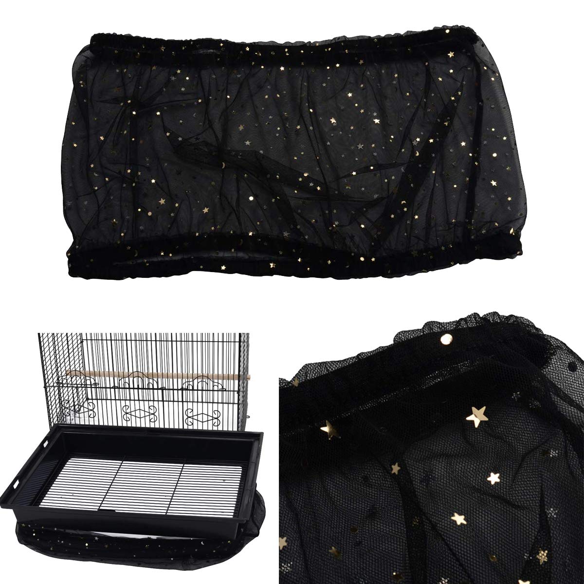 Bonaweite Extra Large Mesh Bird Seed Catcher, Bird Cage Stretchy Guard Cover, Birdcage Nylon Shell Skirt Traps Guards - 29.5β Height