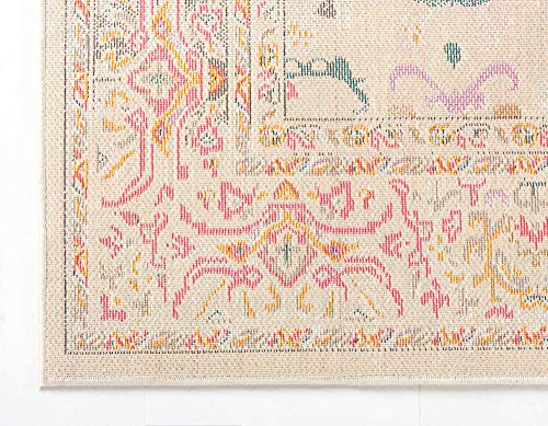Unique Loom Aurora Collection Over-Dyed, Abstract, Botanical Southwestern, Transitional Area Rug, Rectangular 9' 0" x 12' 0", Beige/Pink