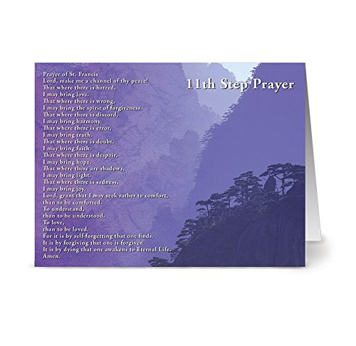 Sobriety Greeting Cards – 24 Pack – Sobriety Prayers Note Cards – Unique Design – Kraft ENVELOPES Included – Blank Greeting Card – Glossy Cover Blank Inside – by Note Card Café