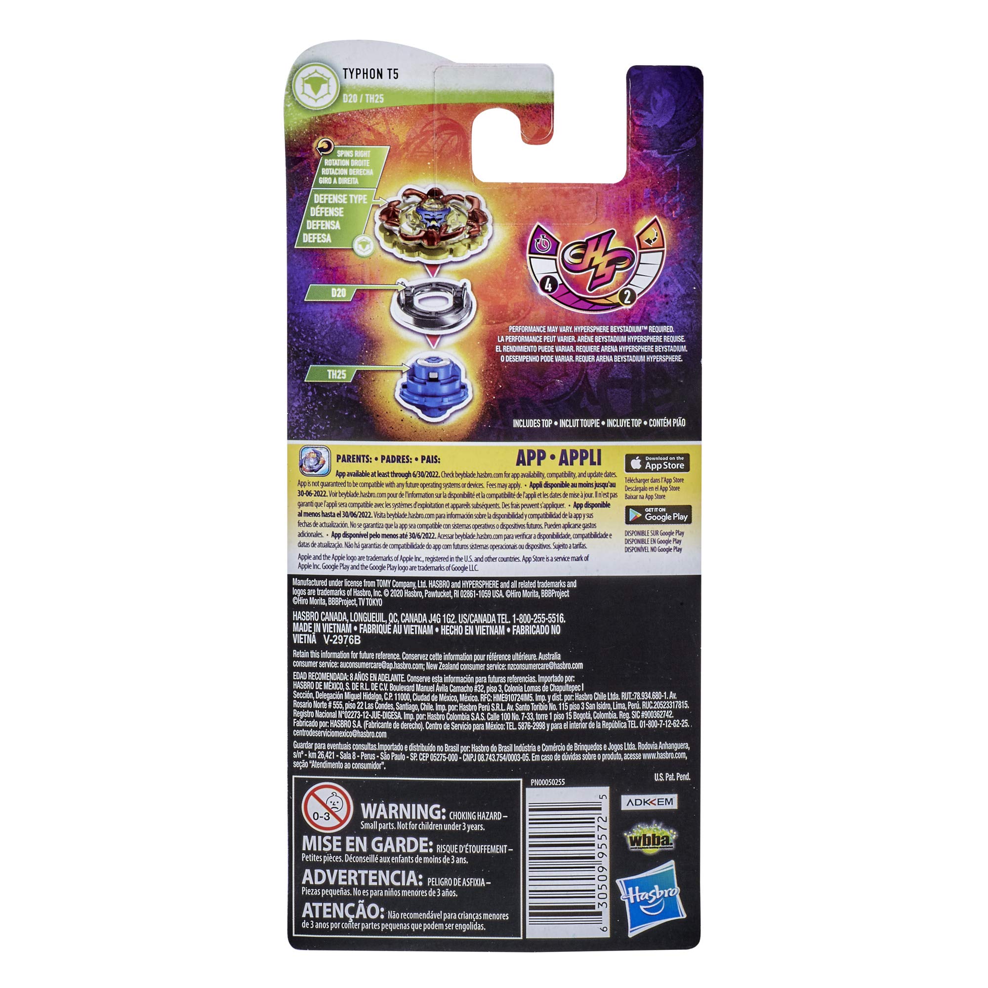Beyblade Burst Rise Hypersphere Typhon T5 Single Pack - Defense Type Right-Spin Battling Top Toy, Ages 8 and Up