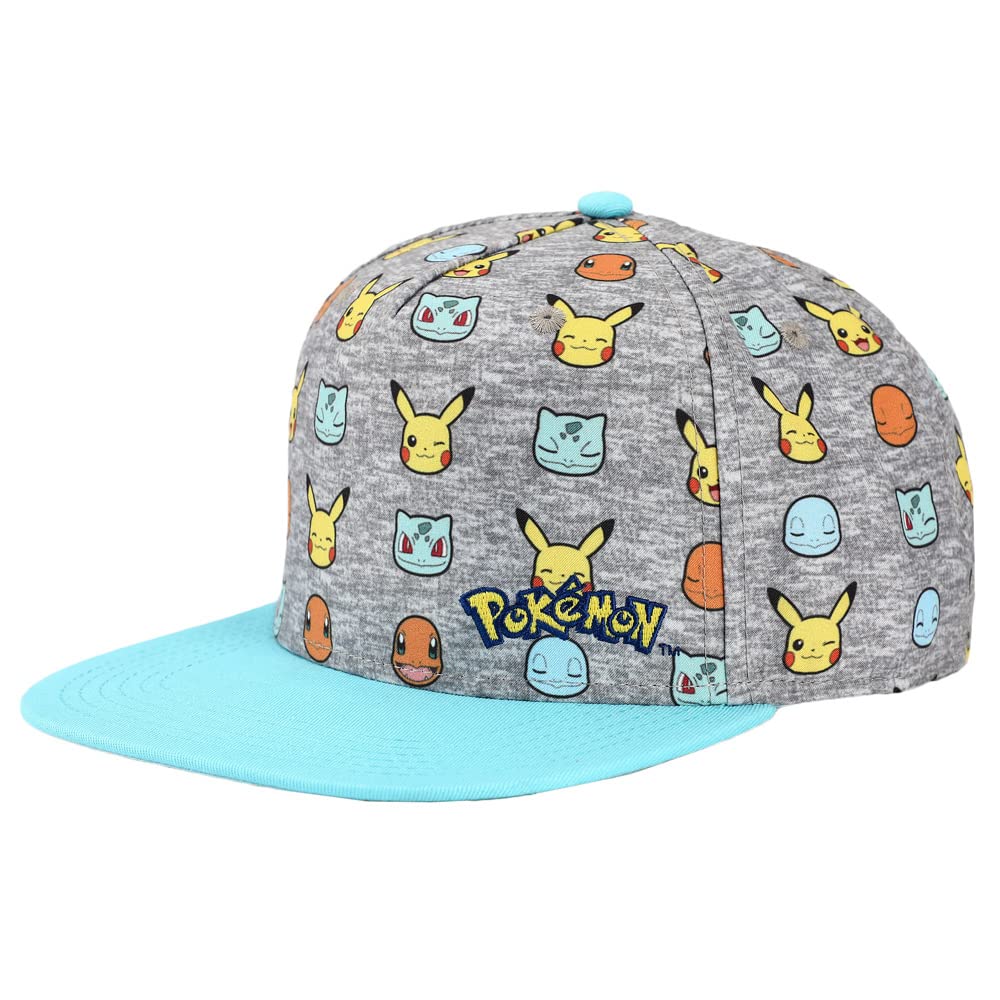 Bioworld Kids Microfiber Pokemon All-Over Printed Cap Hat with Embroidery OSFA Multicolored