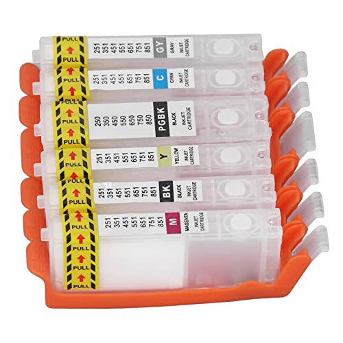Cartridge Combo Pack, Ink Cartridge Set Reusable 6PCS Clear Printing for Replacement (350-351)