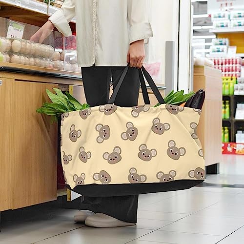 Funny Animal Print Large Capacity Laundry Organizer Tote Bag - Reusable and Foldable Oxford Cloth Shopping Bags