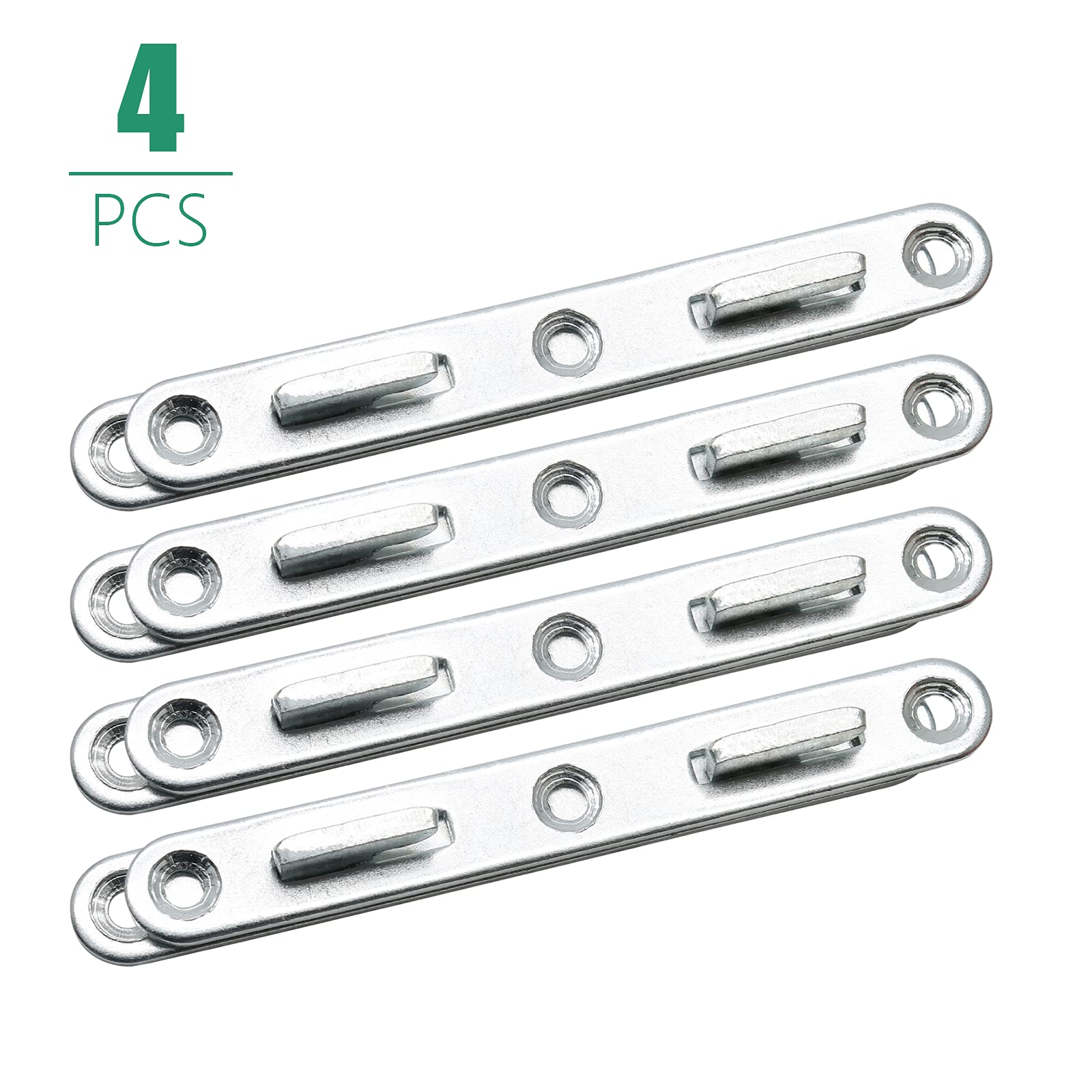 BokWin 4 PCS Wood Bed Rail Connecting Fittings,5 Inch Thicken Bed Rail Fasteners Zinc Round Bed Hook
