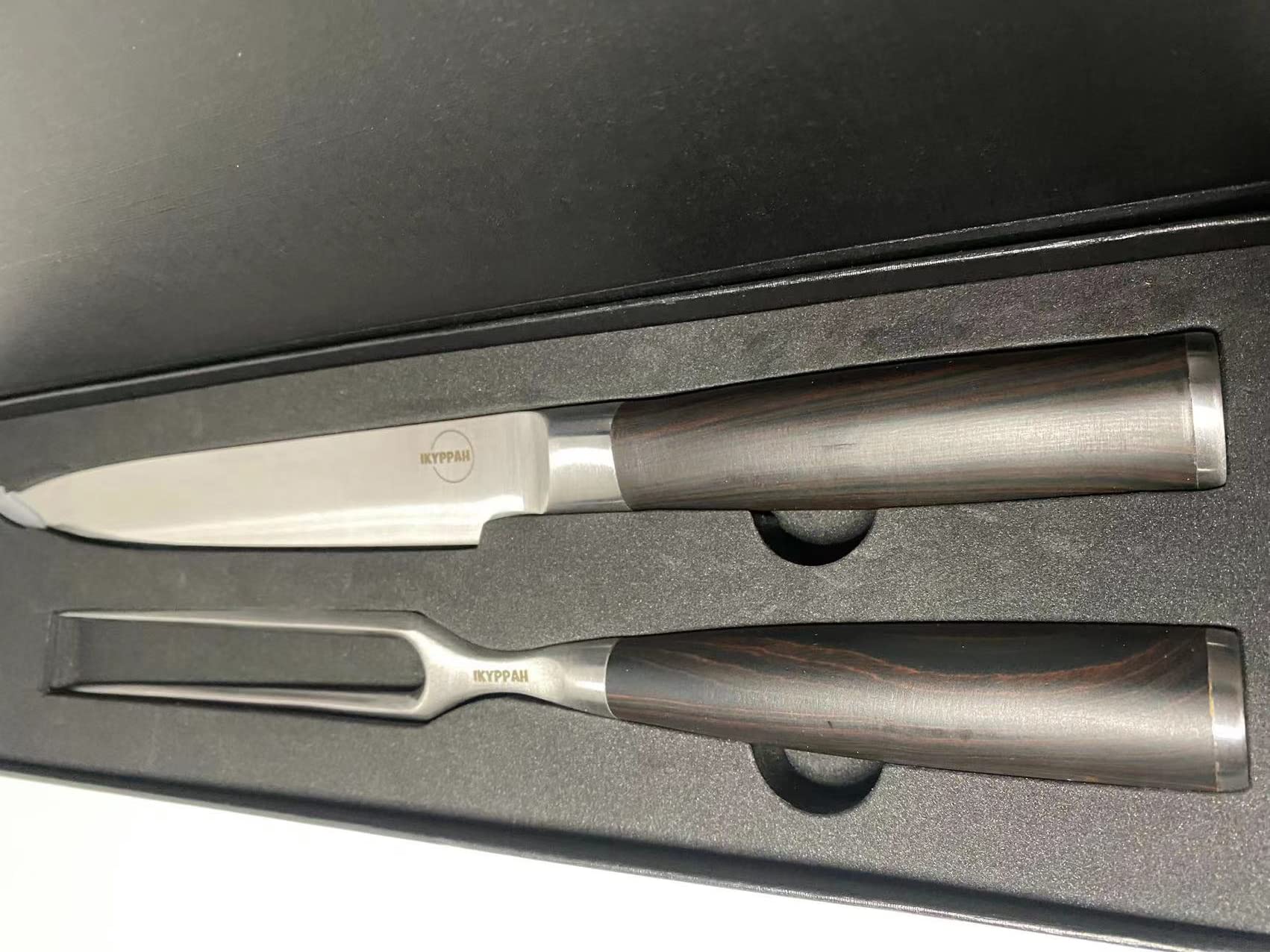 Carving Knife and Fork Set 2 Piece, Ebony handle,BBQ knives for Slicing Meats