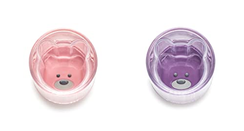 melii Double-Walled Bear Drinking Cup for Toddlers, Kids and Children (Pink + Purple - 2 Pack)
