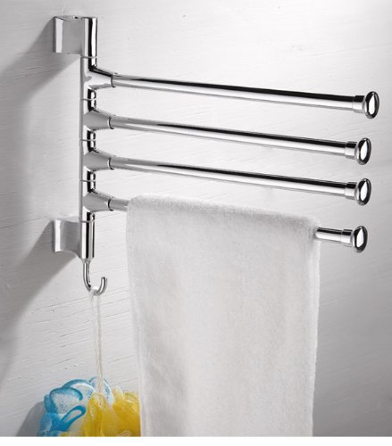 Vktech Wall-Mounted Swing 4-Arm Kitchen Towel Rack,Stainless Steel
