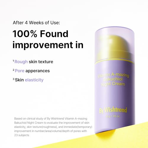 BY WISHTREND] Vitamin A-mazing Bakuchiol Retinal Night Cream, Korean Retinol Alternative, Slow Aging, Skin Smoothing, Pore Refining, Anti-Wrinkle, Sensitive skin 1.05 oz