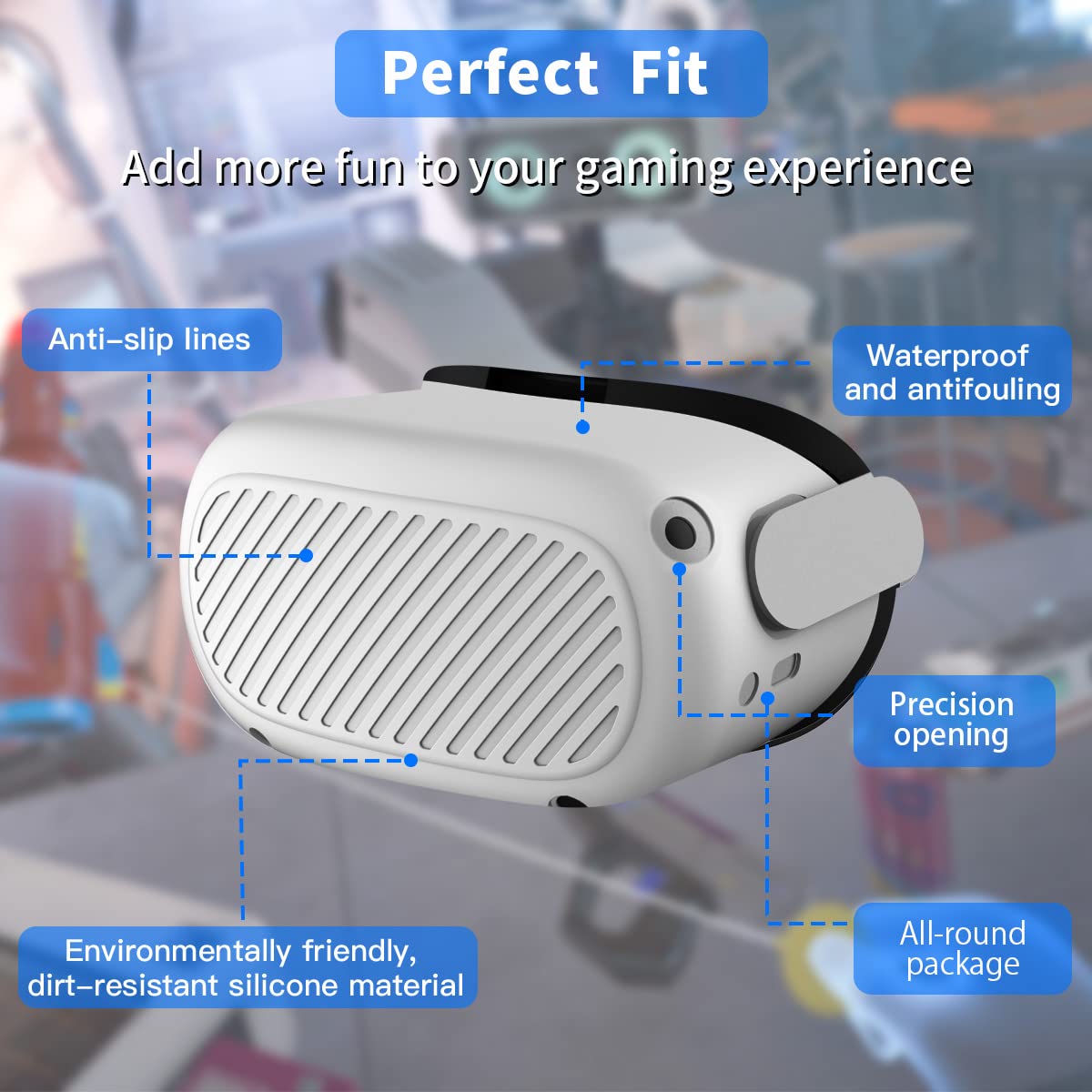 Woocon [3in1] Shell Front Face Protector Cover for Oculus Quest 2 Accessories,VR-2 Waterproof Silicone Face Cover Pad and Protective Lens Cover Anti Scratch Anti Dust Anti Shock VR-2 Case(White)