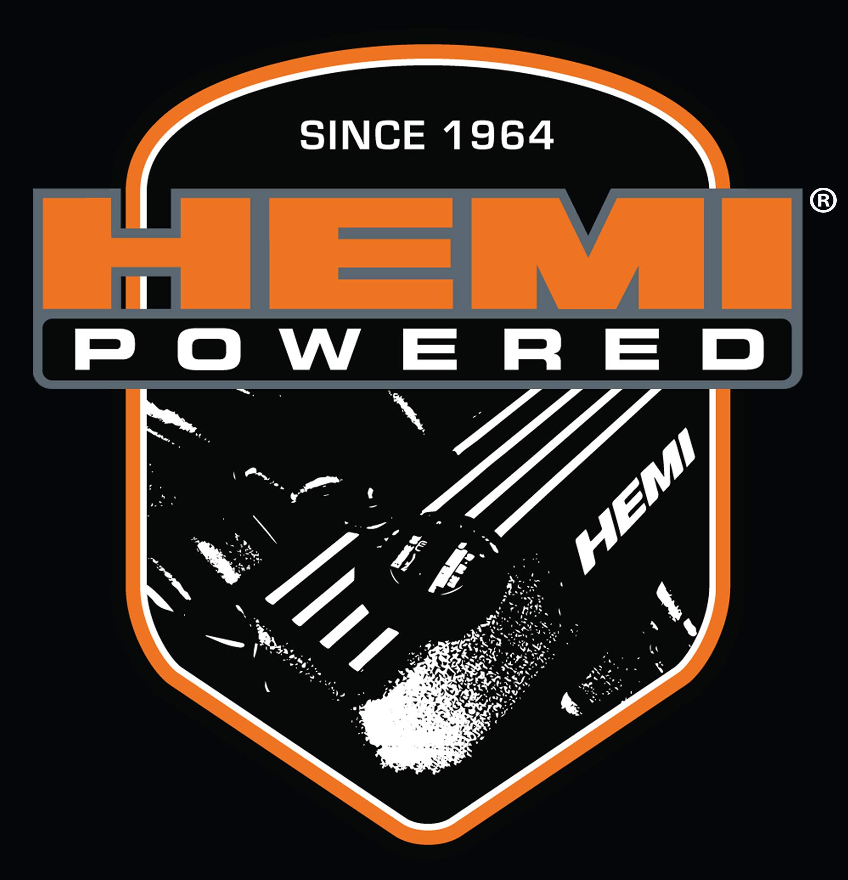 Men's Hemi Powered T-Shirt Black Short Sleeve Crew Neck Shirt (2X, Black)