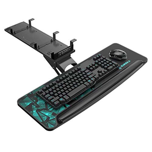 EUREKA ERGONOMIC Z60 Gaming Desk with Led Lights, 60 Inch Large RGB Gaming Computer & Height Adjustable Mouse & Keyboard Tray Under Desk, 28x10'' Large Slide Out Swivel Tilt Computer Keyboard Drawer