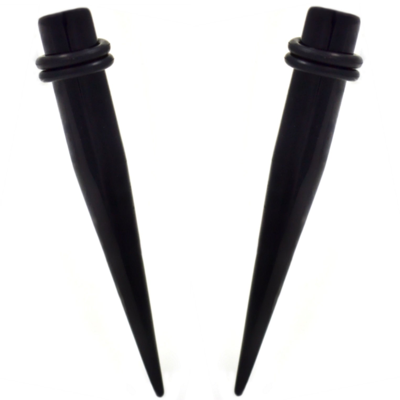 BYB Plugs Pair of Black Acrylic Straight Piercing Tapers Ear Stretching Jewelry - 1 Gauge(1G-7mm)