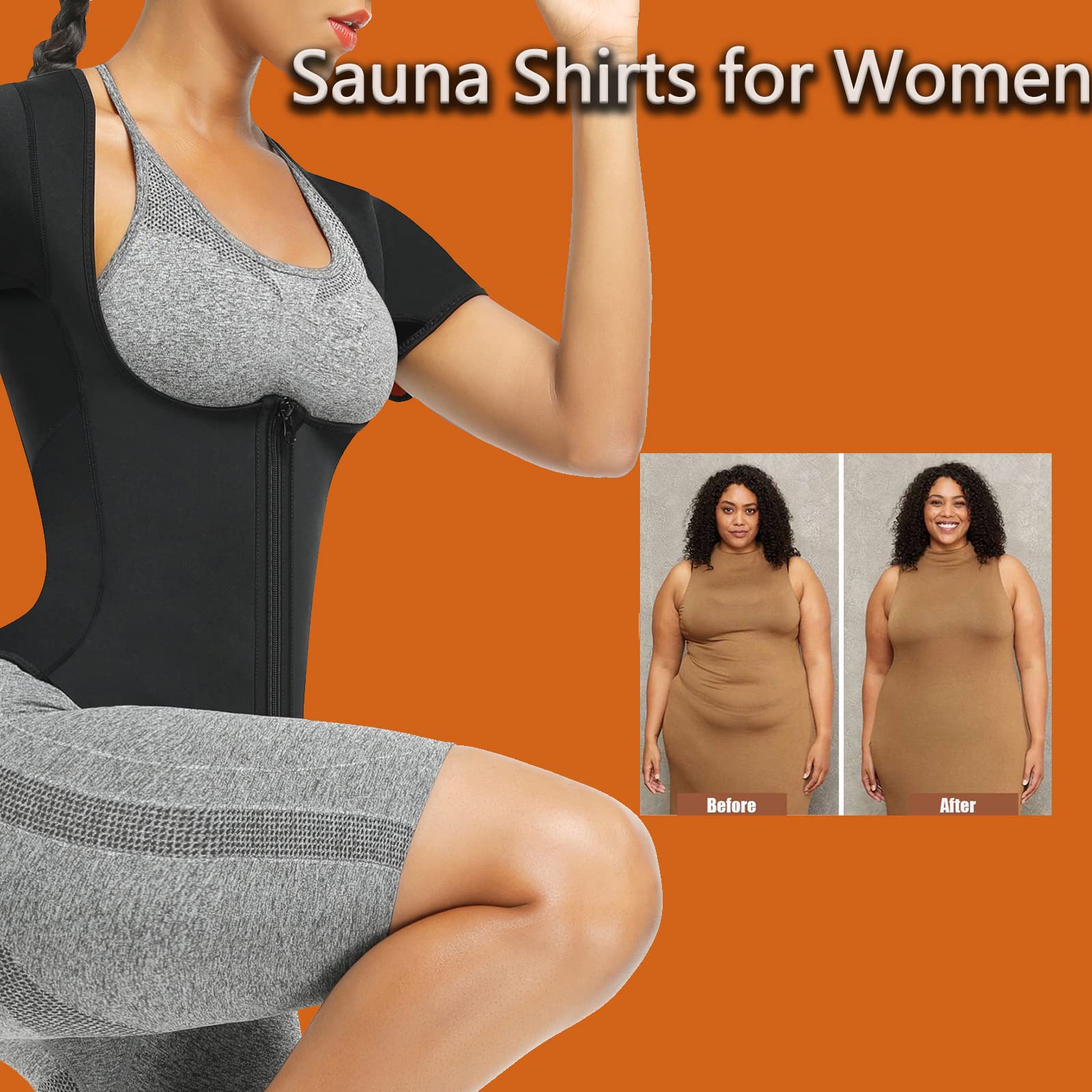 BODYSUNER Sauna Sweat Suit Waist Trainer for Women Workout Shirt Gym Tank Top Deep Blue,XL