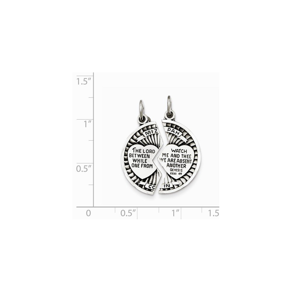 BillyTheTree Jewelry Sterling Silver Satin Antiqued 2-Piece Mizpah Pendant