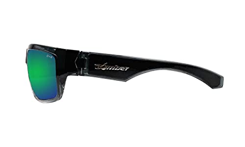 BOMBER Mens Safety Sunglasses, 2 Tone Crystal Frame with Green Mirrored Lens, z87 Compliant, UV Protection, Oversize Lens with Non Slip Foam Lining TR104GM