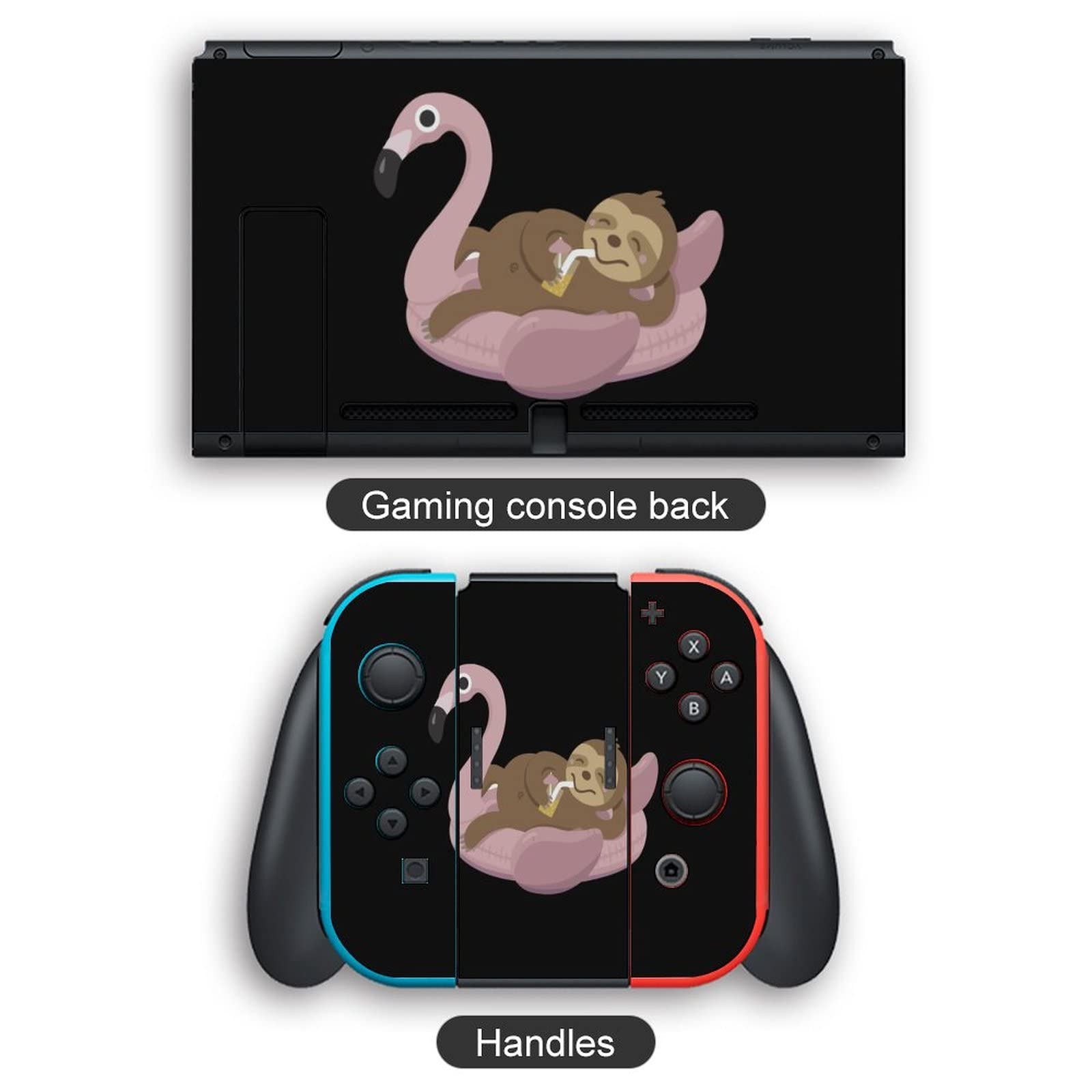 Chilling Sloth on Flamingo Float Decal Stickers Cover Set Full Wrap Skin for Switch Protection Faceplate Sticker for Switch