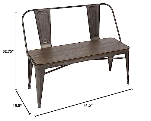 WOYBR Steel, Bamboo Oregon Dining Bench, 18.50" L x 41.50" W x 32.75" H, Antique/Espresso