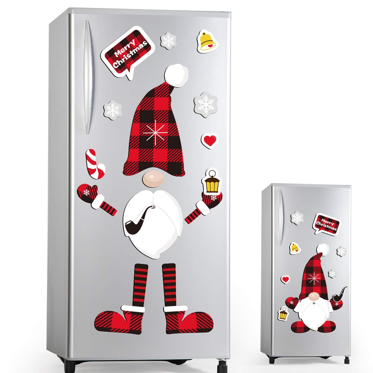 D-FantiX Christmas Gnomes Magnet Set, 21 Pcs Refrigerator Fridge Magnets Strong Swedish Tomte Gnome Holiday Scandinavian Magnetic Christmas Decorations for Metal Door, Cabinets