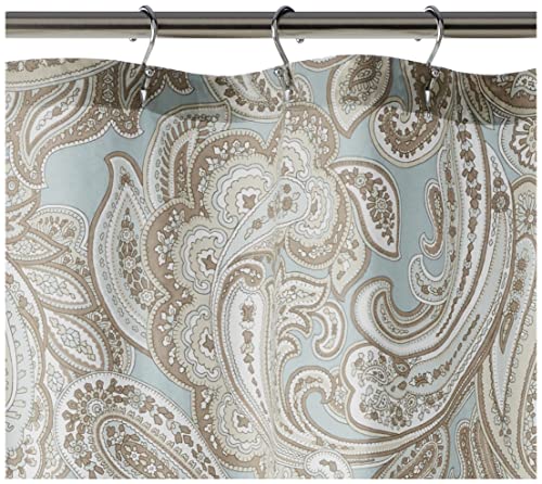 Madison Park Ronan Design Organic Cotton Fabric Long Shower Curtain, Paisley Classic Shower Curtains for Bathroom, 72 X 72, Blue