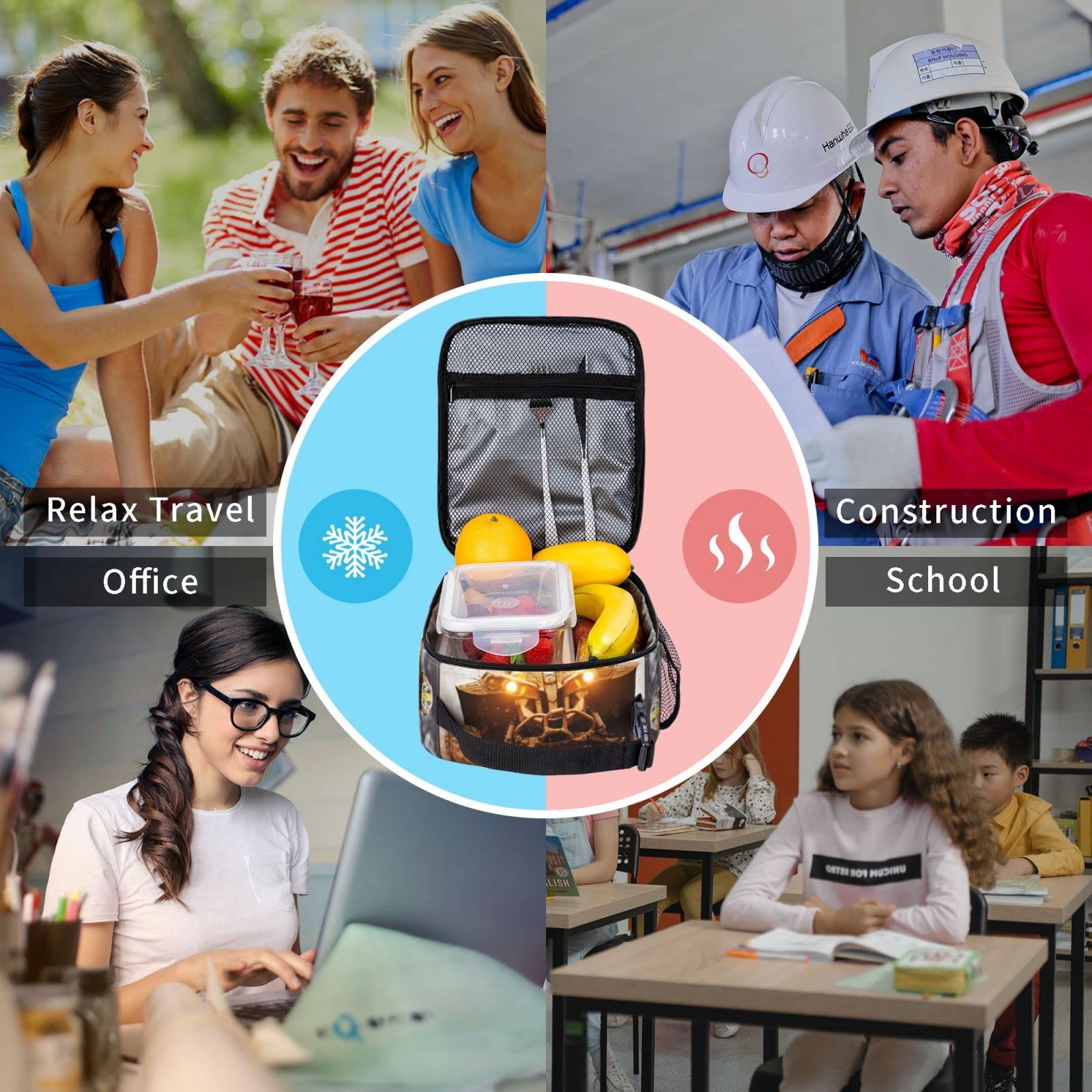 DICITNET Atv Quad Bike Lunch Box Reusable Insulated Lunch Bag Ladies Men's Lunch Box Suitable for Camping Office School