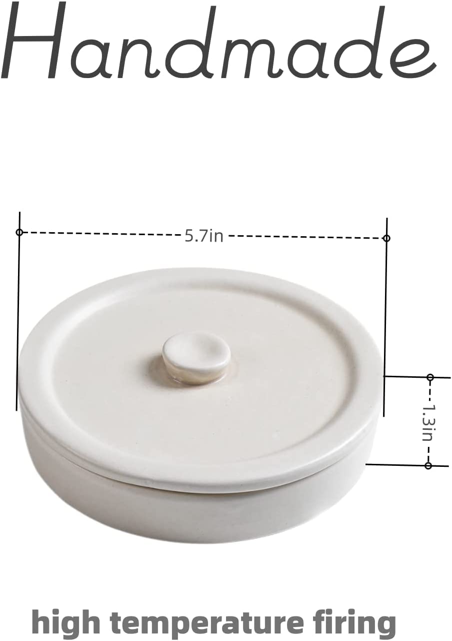 Cosnou Ceramic Margarita Salt Rimmer with Lid Set of 2 Home Bar Accessories for Seasoning - Rimmers for Drinks - Bartender Kit Tools - Bar Decor ,Sugar Salt Rimmer Plate (Hand Make)