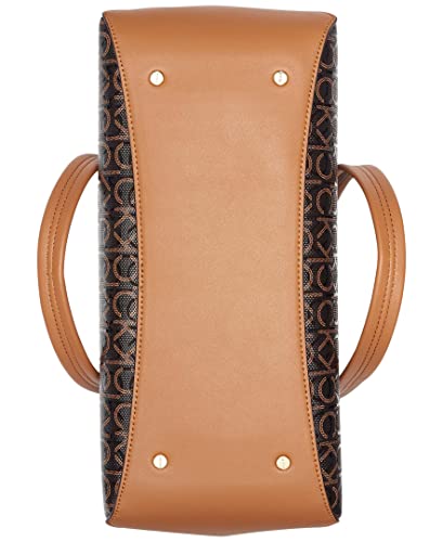 Calvin Klein Lucy Triple Compartment Tote, Brown/Khaki/Caramel Embossed