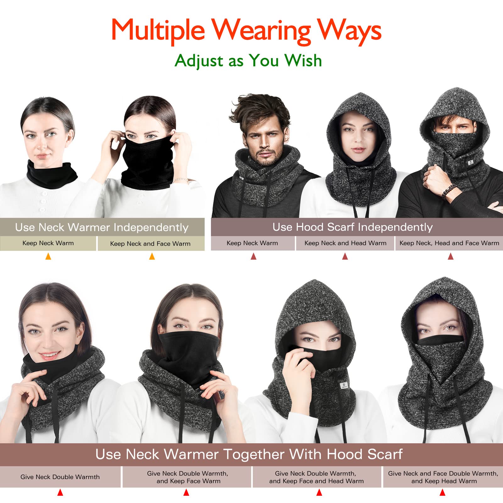 C CALOICS Ski Mask Winter Balaclava for Cold Weather Windproof Face Mask for Men Women Skiing Snowboading & Motorcycle Riding