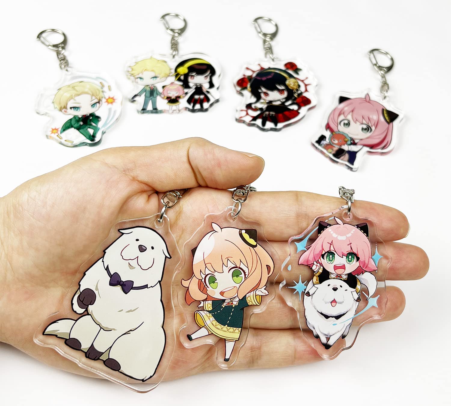 Birsppy DAANAH 7Pcs Spy Family Keychains Anya Yor Loid Forger Cosplay Cute Cartoon Anime Keyrings