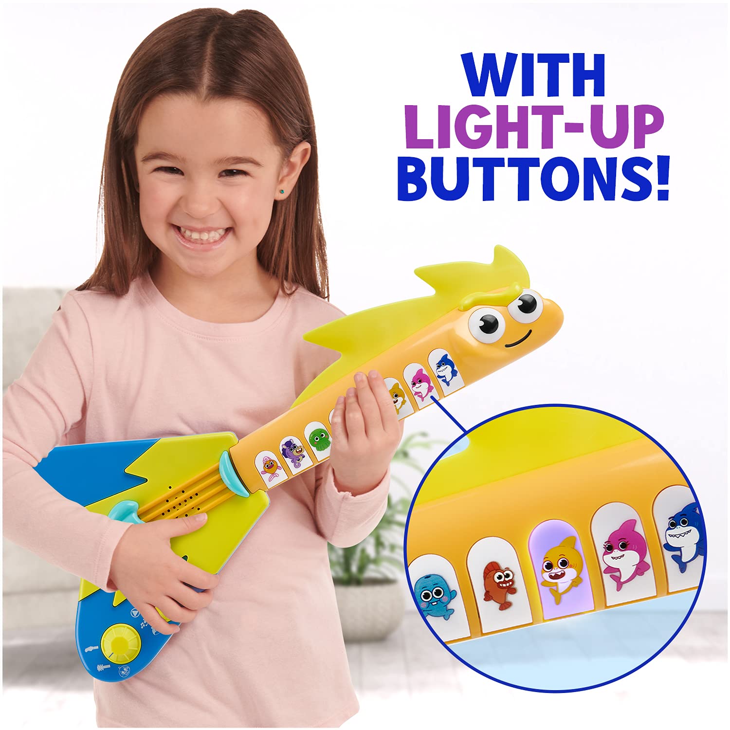 WowWee Baby Shark's Big Show! EEL-ectric Guitar – Interactive Musical Toys for Toddlers – Lights and Sounds Toy Guitar