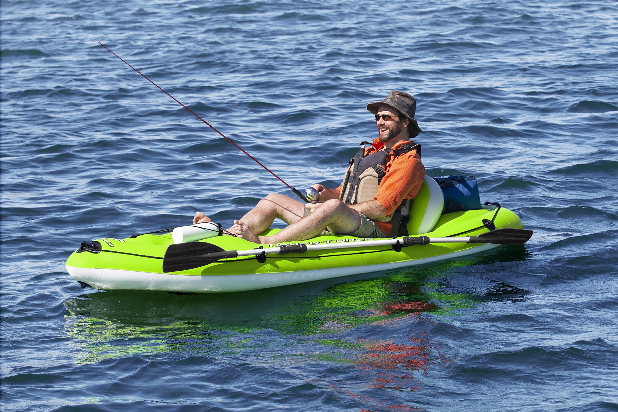 Bestway Hydro-Force Koracle Inflatable Kayak Set, Includes Double-Sided Paddle, Built-In Oar Clasps, Fishing Rod Holders, & Storage Compartments, Convenient & Portable Kayak w/Hand Pump, Model: 65097E
