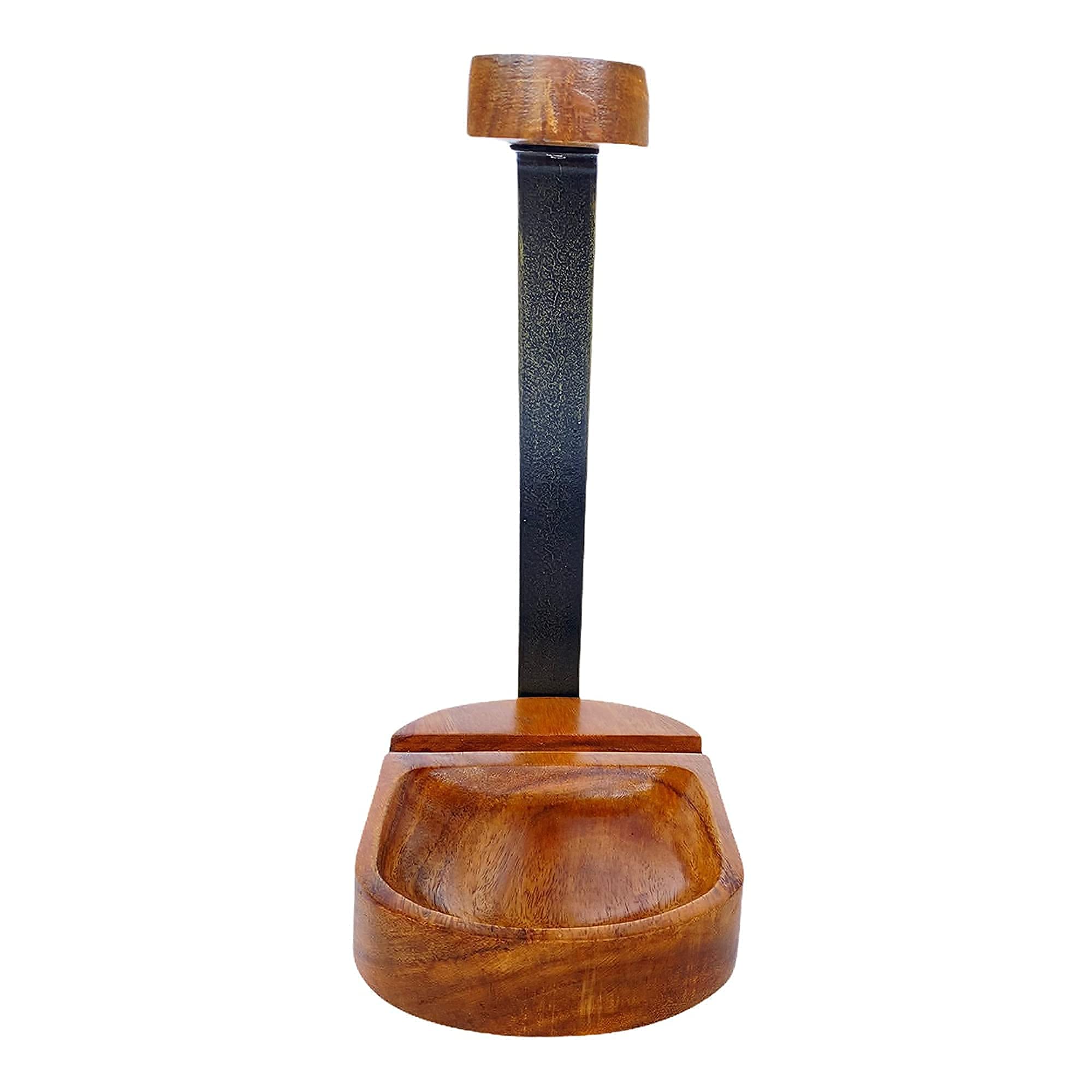 WRIGHTMART Acacia Wood Headphone Stand, Headset Stand with Storage Tray, Heavy Duty Holder for Over-Ear Headphones, Cell Phone, iPhone, Compatible with Bose, Beats, Sony, Sennheiser
