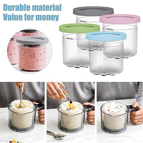 EVANEM 2/4/6PCS Creami Deluxe Pints, for Ninja Pints with Lids,16 OZ Ice Cream Storage Containers Dishwasher Safe,Leak Proof Compatible with NC299AMZ,NC300s Series Ice Cream Makers,Blue-2PCS