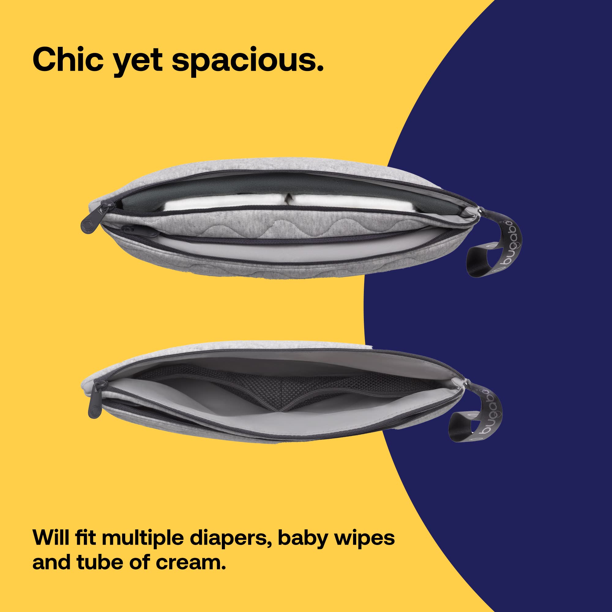 Bugaboo Changing Clutch - Including Removable Changing Mat Compact Size Diaper Organizer Universal Light Grey Mélange