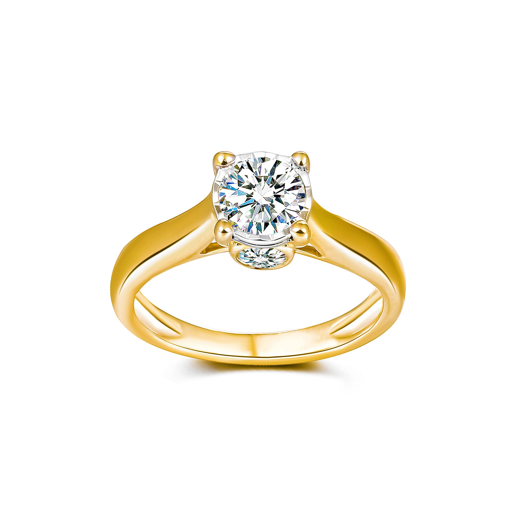 Beyond Brilliance 1.00 Carat Diamond,Prong set Engagement Ring In 14K Yellow Gold. (I-J, I2-I3) Natural Diamond Engagement Ring For Women, Gift Box Included