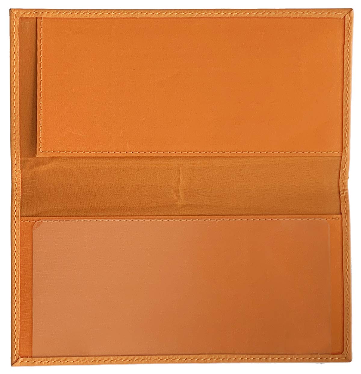 Bright Orange Basic Genuine Leather Checkbook Cover For Men & Women