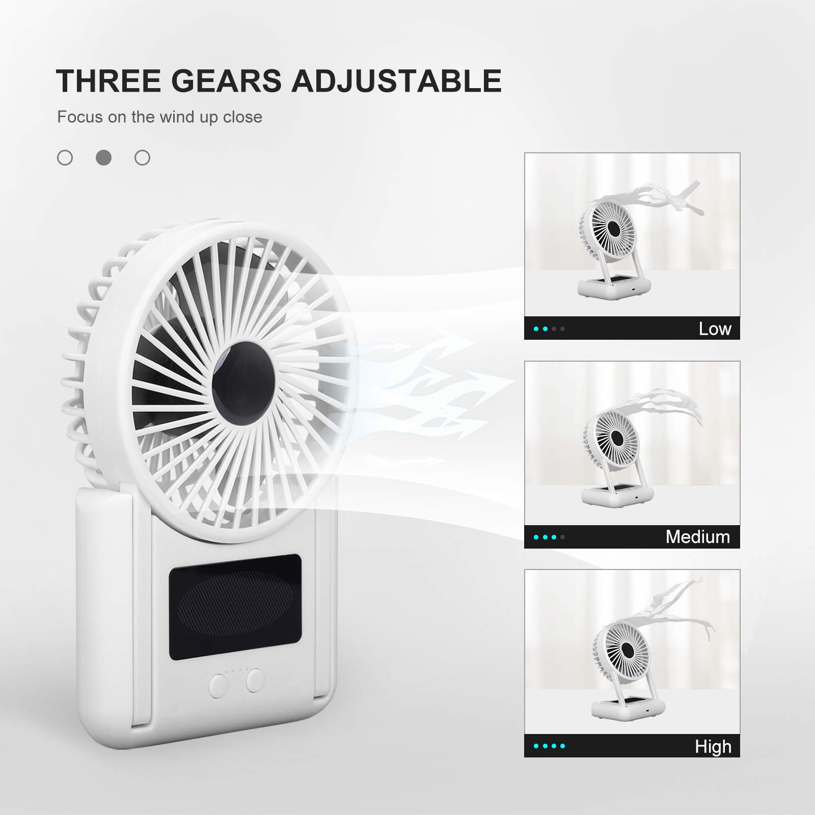 WUYILED Battery Operated Fan, Small Table Fan with Strong Airflow Quiet Operation Portable Fan Speed Adjustable Head Mini Personal Fan for Home Office Bedroom Table and Desktop