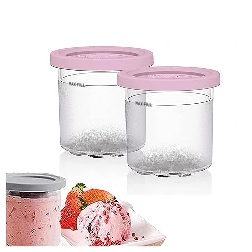 EVANEM 2/4/6PCS Creami Deluxe Pints, for Ninja Creami Deluxe Pints,16 OZ Ice Cream Container Bpa-Free,Dishwasher Safe for NC301 NC300 NC299AM Series Ice Cream Maker,Pink-6PCS