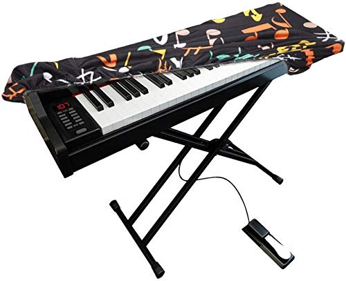 Piano Keyboard Cover,Stretchable Dust-proof Piano Cover with Adjustable Elastic Band for Electronic Keyboard,Digital Piano Keyboard Bags Cases Covers with Music Symbol Print, Suit for 61/88 Keys.